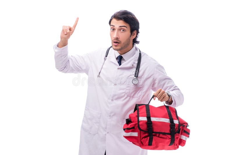 The Young Male Doctor Paramedic Isolated on White Stock Photo - Image ...