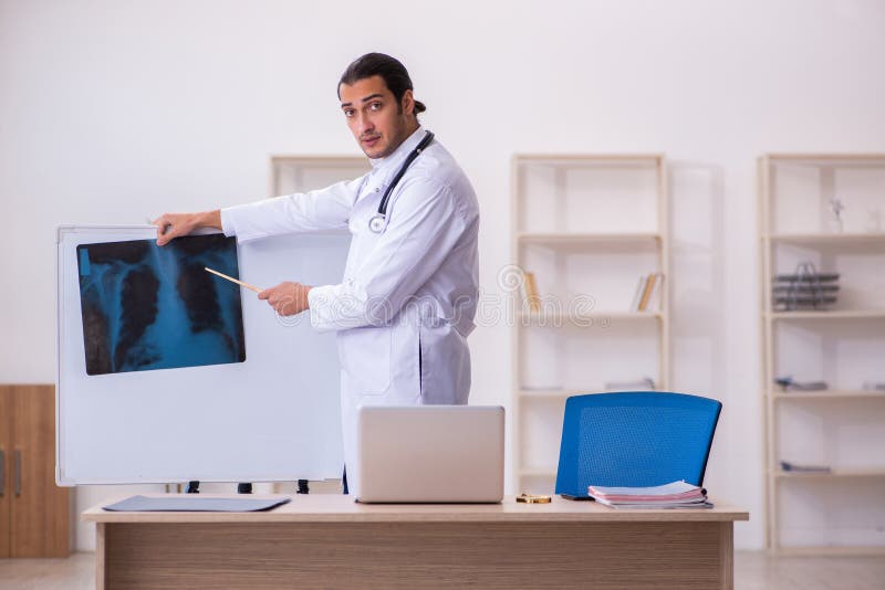 Young Male Doctor Radiologist Working in the Clinic Stock Image - Image ...