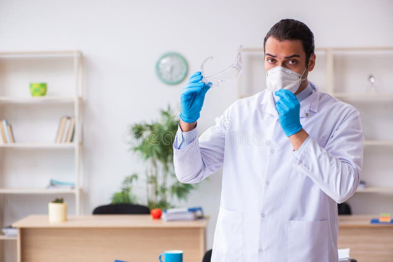 Young Male Doctor Virologist in the Office Stock Image - Image of ...