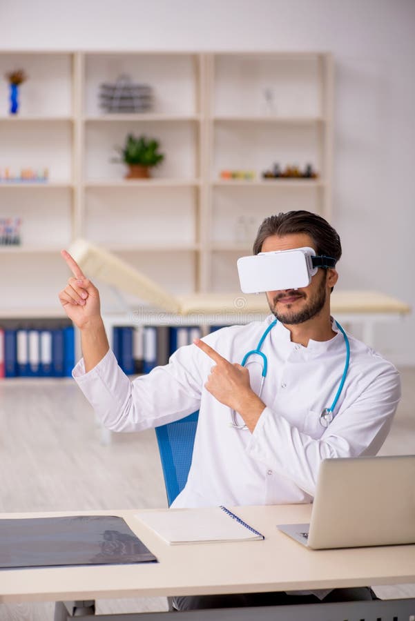 Young Male Doctor Wearing Virtual Glasses Stock Image - Image of ...