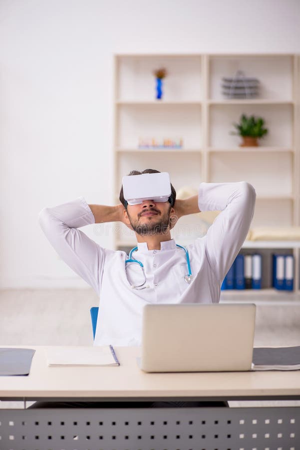 Young Male Doctor Wearing Virtual Glasses Stock Image - Image of ...