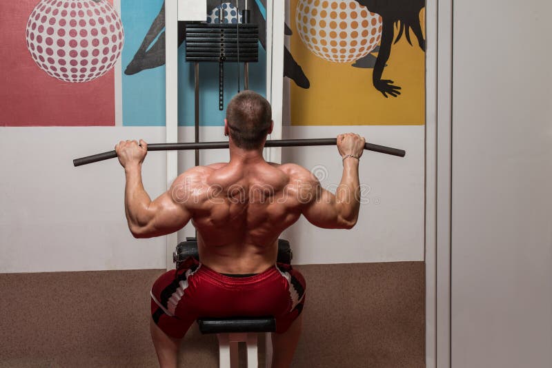 Young Male Doing Back Exercises in the Gym Stock Photo - Image of ...