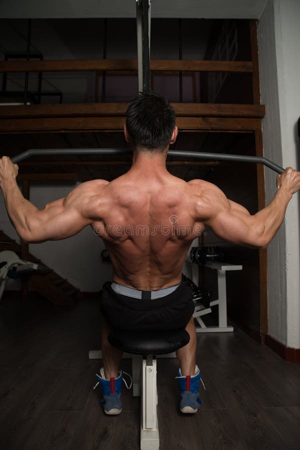 Young Male Doing Back Exercises in the Gym Stock Image - Image of ...