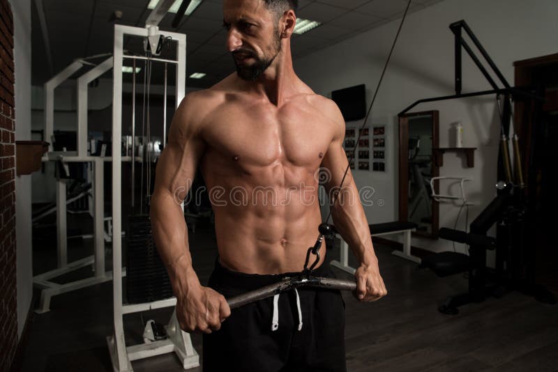 Young Male Doing Back Exercises in the Gym Stock Image - Image of ...