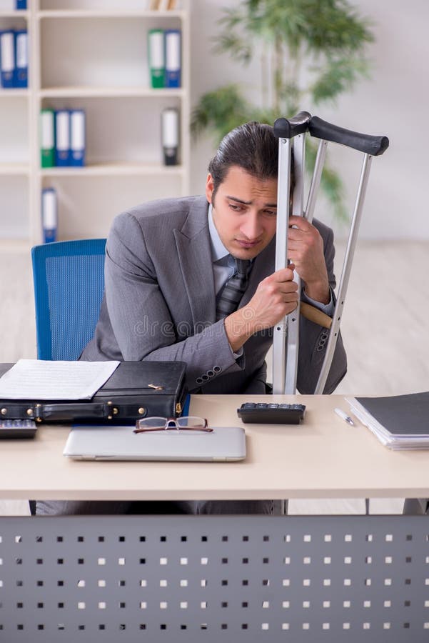 Young Male Employee after Accident at Workplace Stock Image - Image of ...
