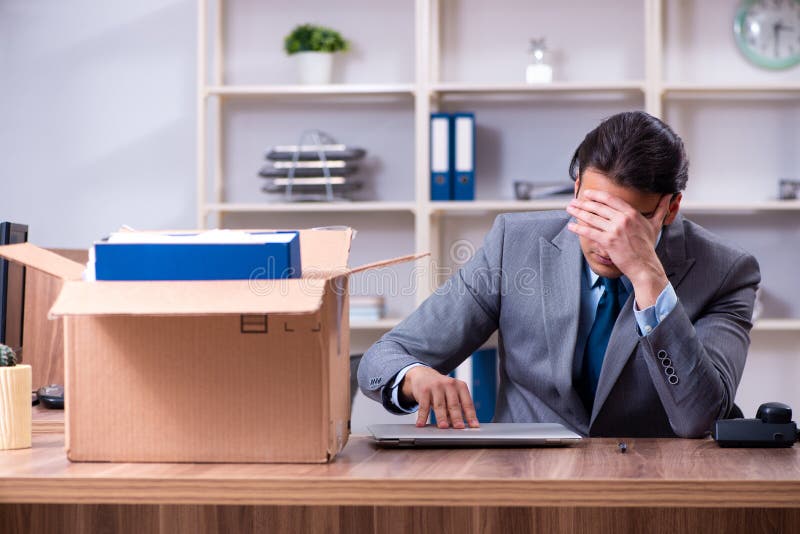 The Young Male Employee Being Fired from His Work Stock Photo - Image ...