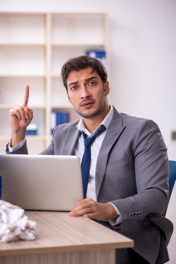 Young Male Employee in Brainstorming Concept Stock Image - Image of ...