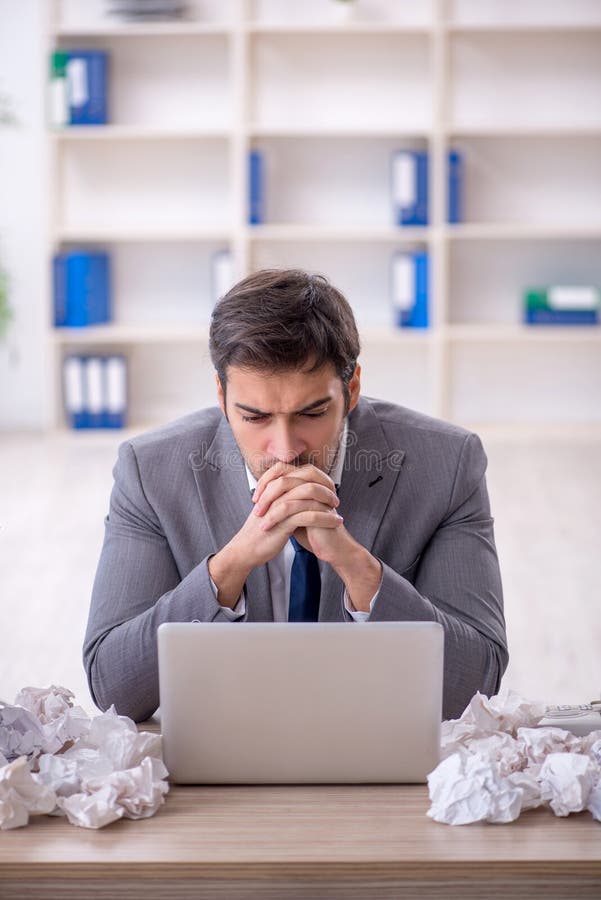 Young Male Employee in Brainstorming Concept Stock Photo - Image of ...