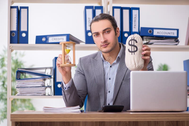 Young Male Employee Businessman at Workplace Stock Photo - Image of ...