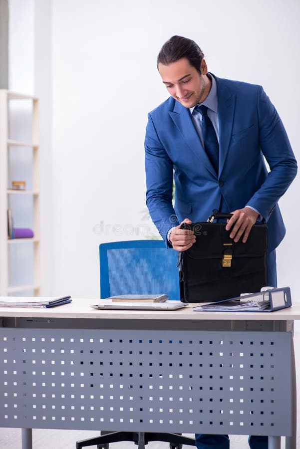 Young Male Employee in the Office Stock Image - Image of enjoying ...