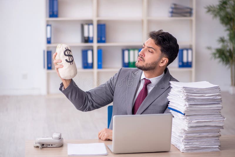 Young Male Employee in Remuneration Concept Stock Image - Image of cash ...