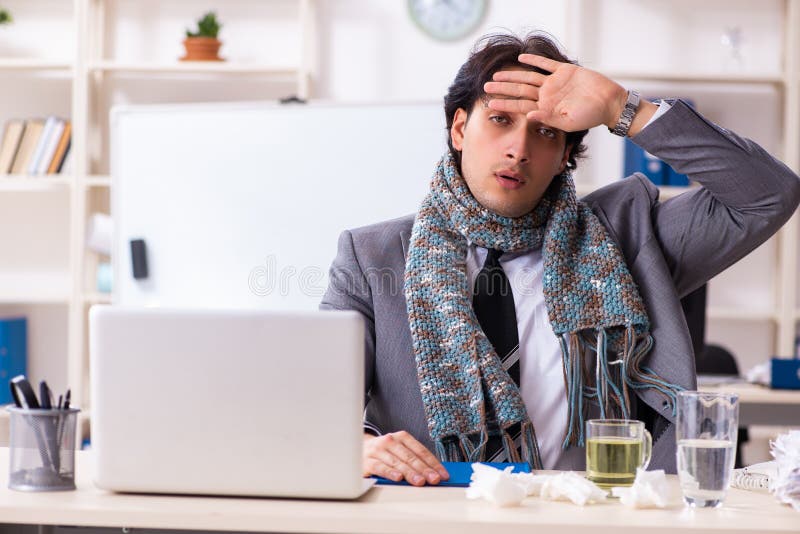 The Young Male Employee Suffering at Workplace Stock Image - Image of ...