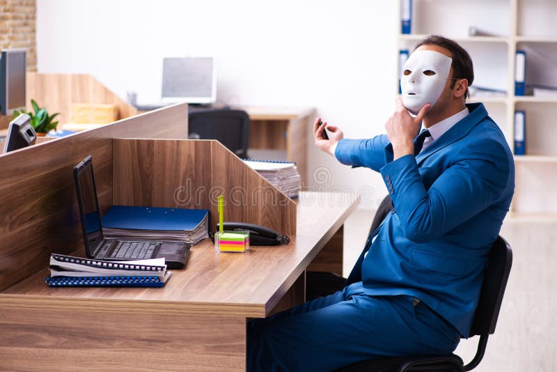 Young Male Employee Wearing Mask in the Office Stock Image - Image of ...