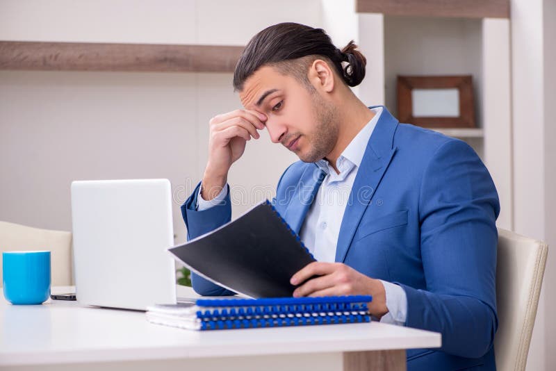 Young Male Employee Working from the House Stock Image - Image of ...