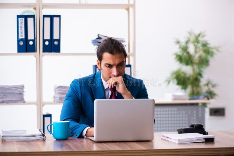 Young Male Employee Working in the Office Stock Image - Image of busy ...