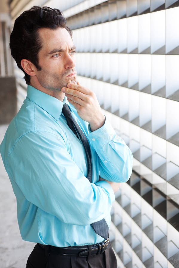 Happy Male Executive Pointing Stock Image - Image of building ...