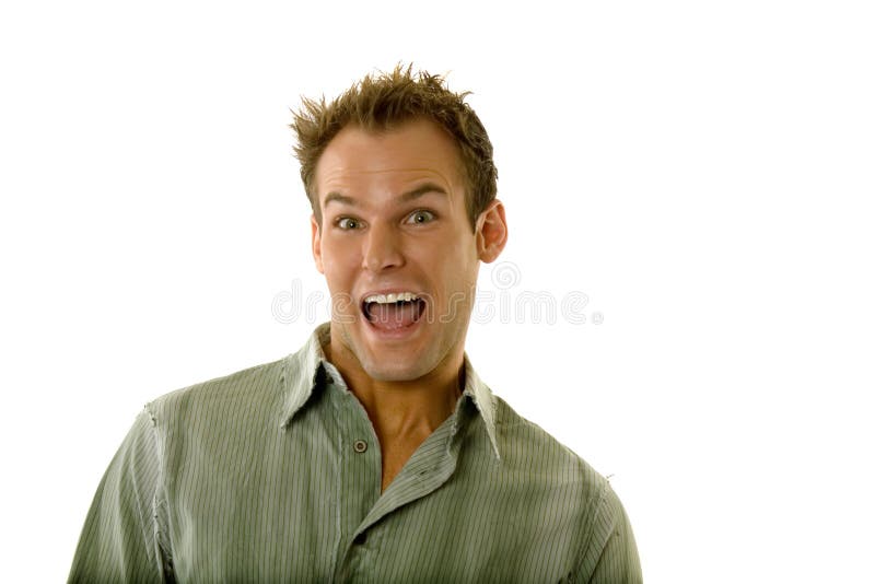 Young Male with Facial Expression Stock Image - Image of casual, hair ...