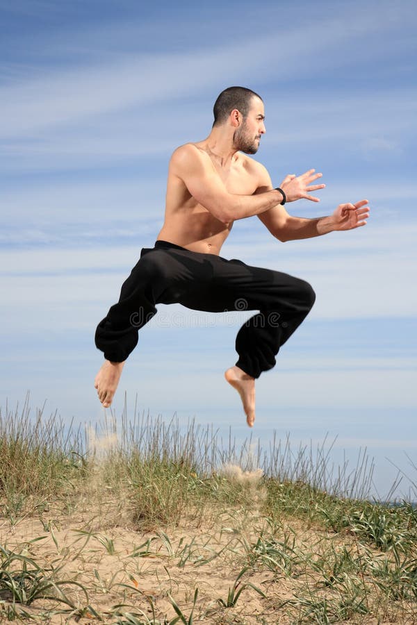 Young Male Fighter Exercise Outdoor Stock Image - Image of performance ...