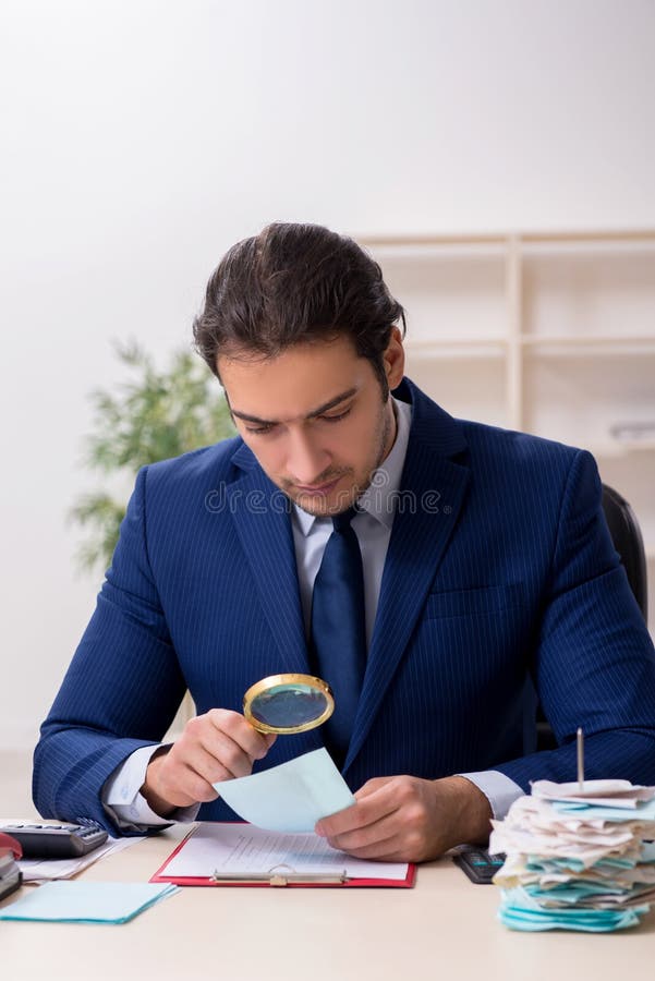 Young Male Financial Manager in the Office Stock Image - Image of ...