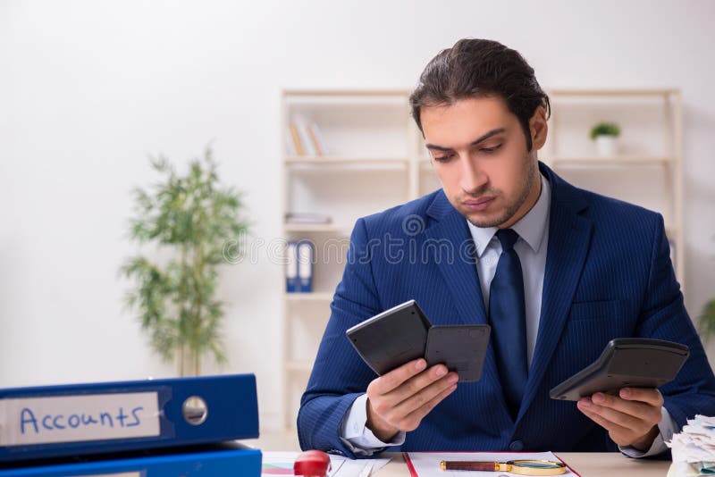 Young Male Financial Manager in the Office Stock Image - Image of ...