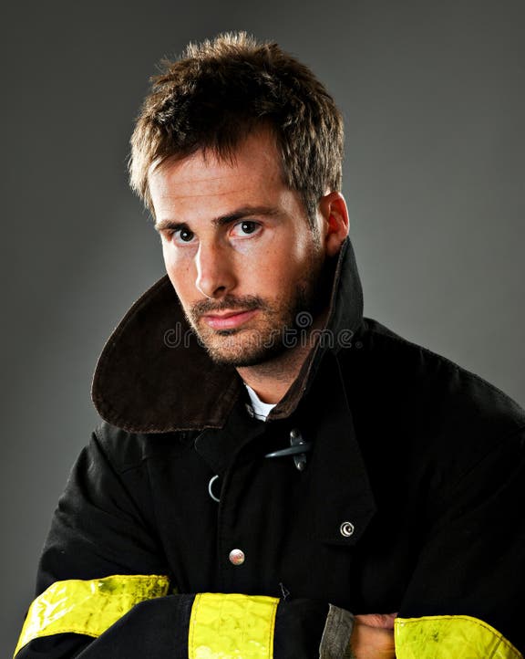 Young male firefighter stock photo. Image of short, brown - 22009710