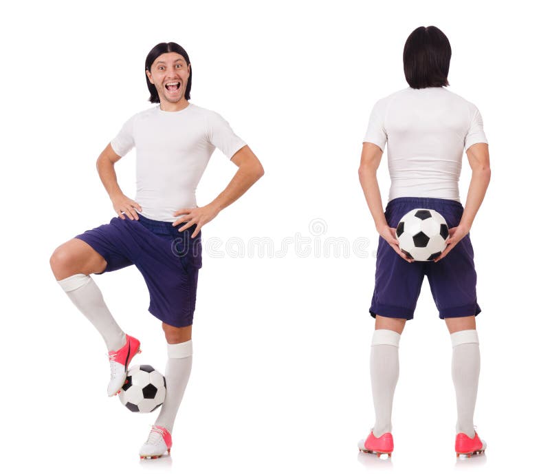 The Young Male Football Player Isolated on White Stock Photo - Image of ...