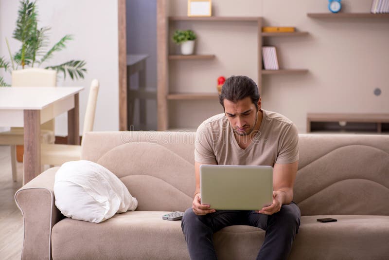 Young Male Freelancer Working at Home Stock Image - Image of ...