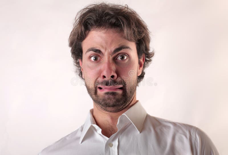Frightened Face of a Boy on a White Stock Image - Image of afraid ...