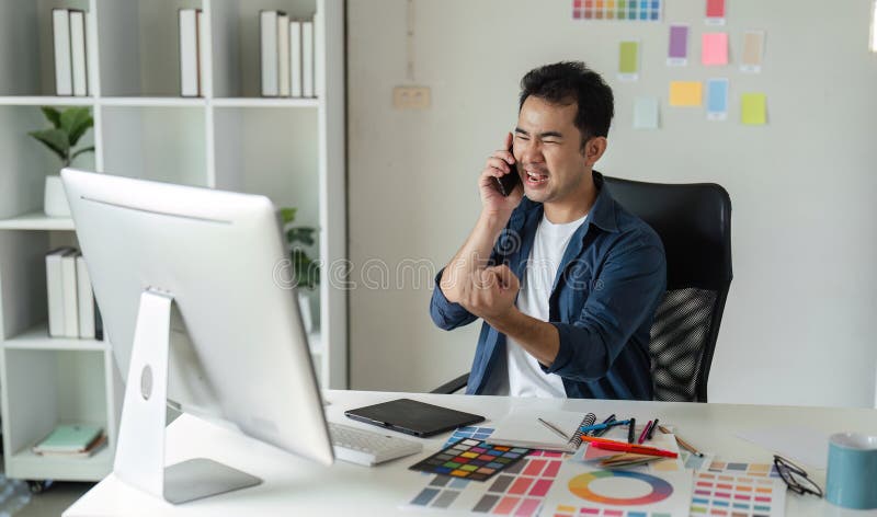 Young Male Graphic Designer Focused on Creative Project at Modern ...