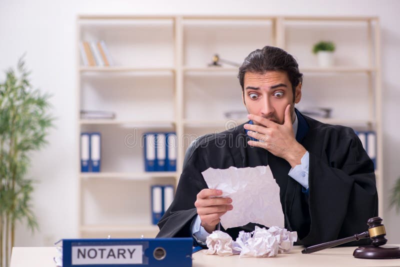 Young Male Judge Working in Courthouse Stock Image - Image of ...