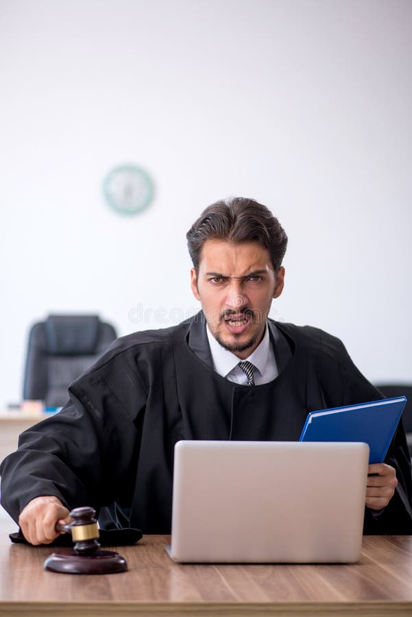 Young Male Judge Working in the Courthouse Stock Image - Image of ...