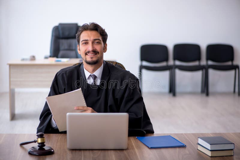 Young Male Judge Working in the Courthouse Stock Image - Image of ...