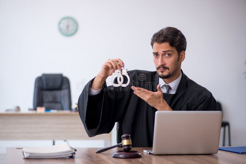Young Male Judge Working in the Courthouse Stock Image - Image of ...