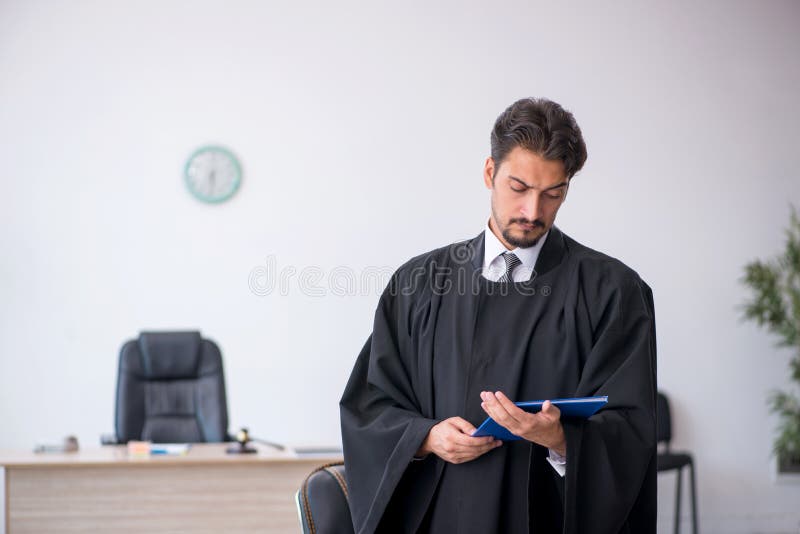 Young Male Judge Working in the Courthouse Stock Photo - Image of ...
