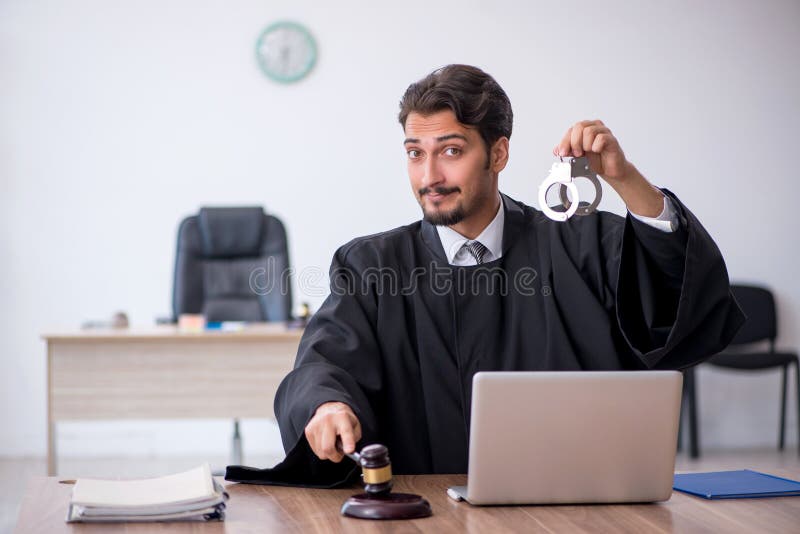 Young Male Judge Working in the Courthouse Stock Photo - Image of legal ...