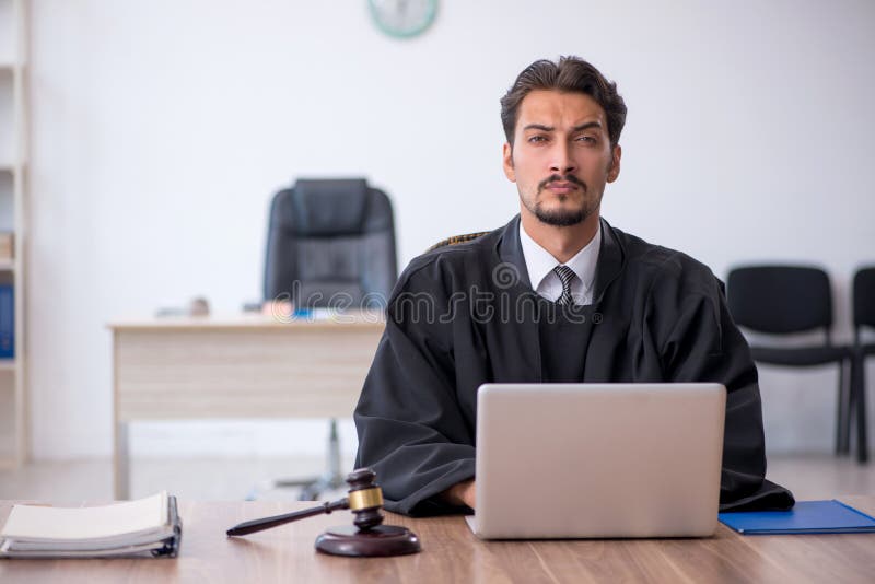 Young Male Judge Working in the Courthouse Stock Image - Image of ...