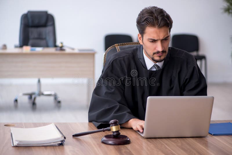 Young Male Judge Working in the Courthouse Stock Photo - Image of ...