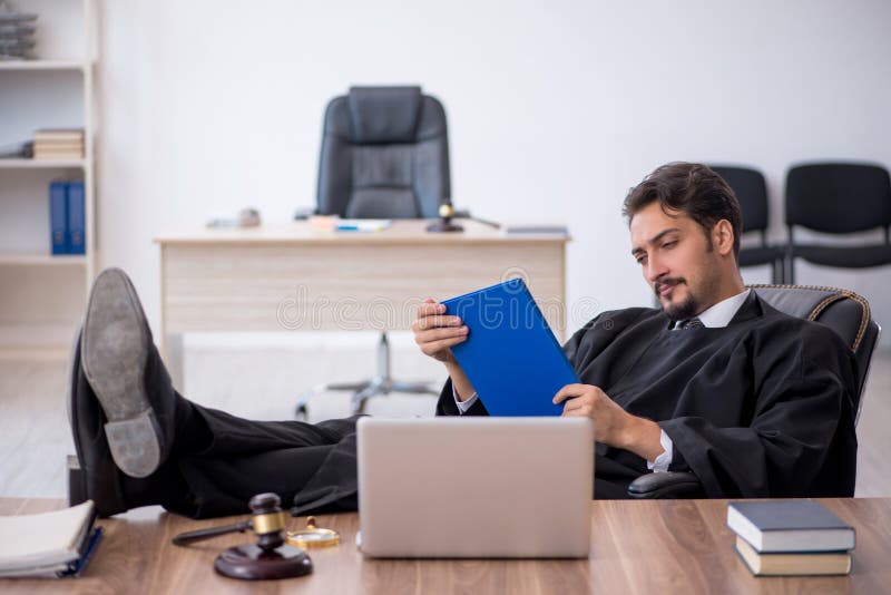 Young Male Judge Working in the Courthouse Stock Image - Image of ...
