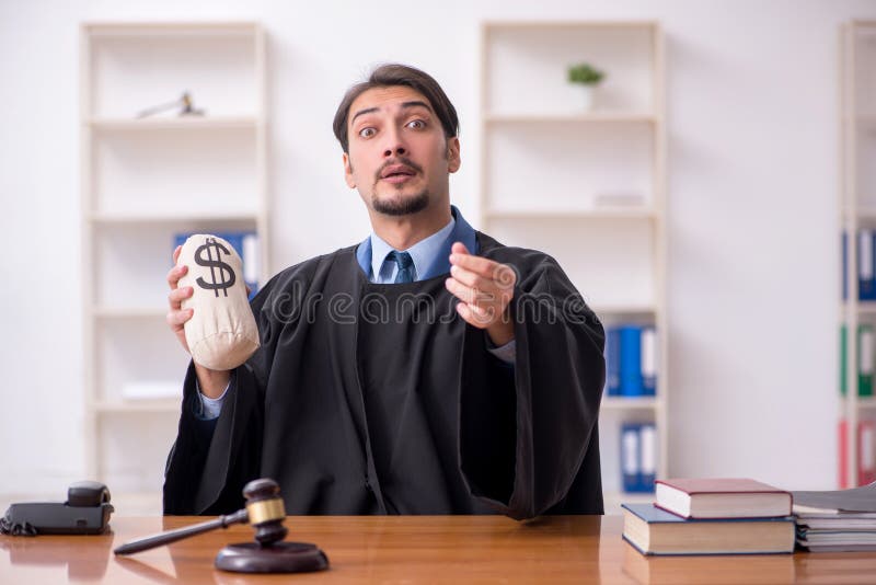 Young Male Judge Working in the Courtroom Stock Image - Image of ...