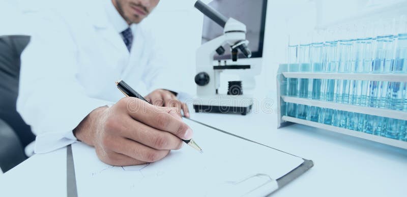 Scientist Makes a Note of Experiment in the Laboratory Stock Image ...