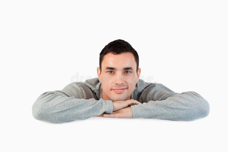 Young Male Looking Over a Wall Stock Photo - Image of banner, mixed ...