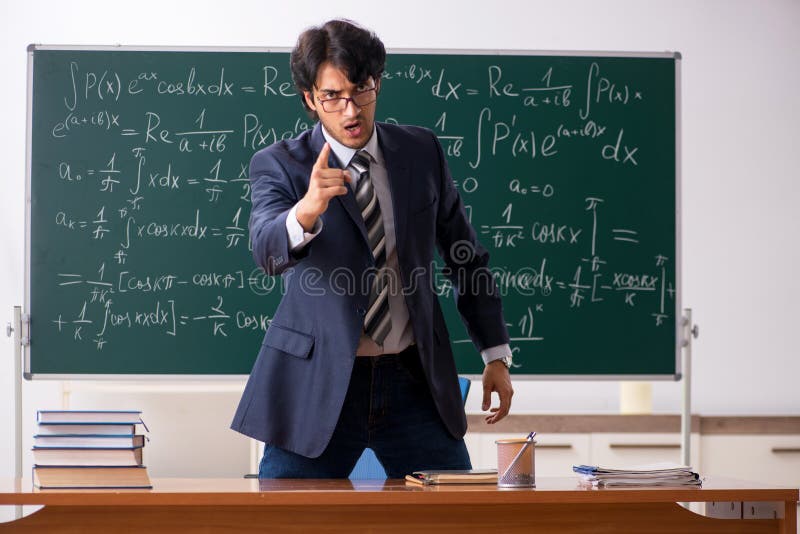 The Young Male Math Teacher in Classroom Stock Image - Image of class ...
