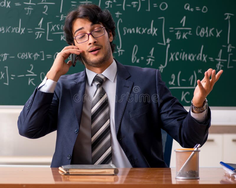 Young Male Math Teacher in Classroom Stock Image - Image of lecture ...