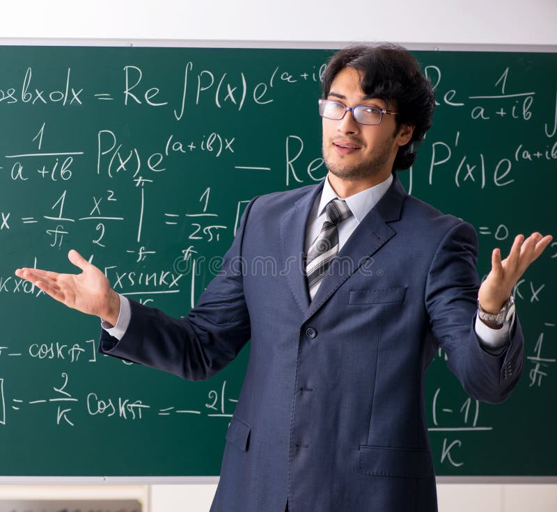 Young Male Math Teacher in Classroom Stock Image - Image of presenting ...