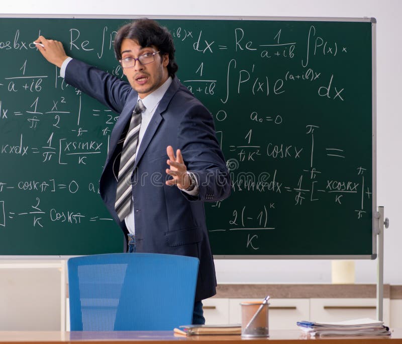 Young Male Math Teacher in Classroom Stock Image - Image of college ...