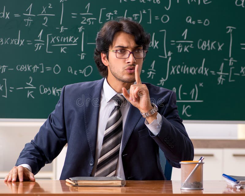 Young Male Math Teacher in Classroom Stock Photo - Image of lecture ...
