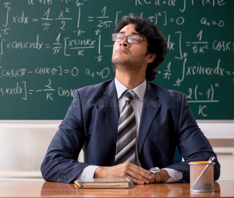 Young Male Math Teacher in Classroom Stock Image - Image of examination ...