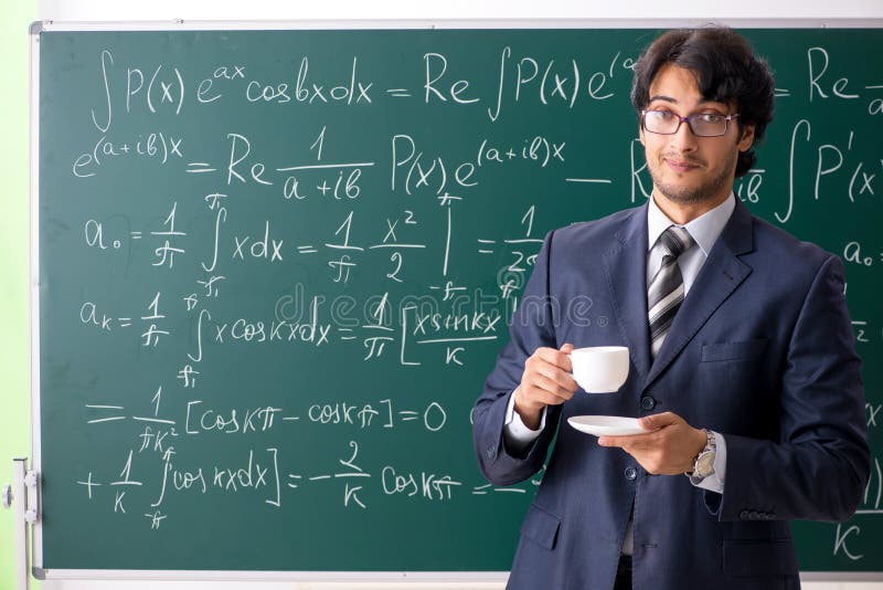 The Young Male Math Teacher in Classroom Stock Photo - Image of math ...