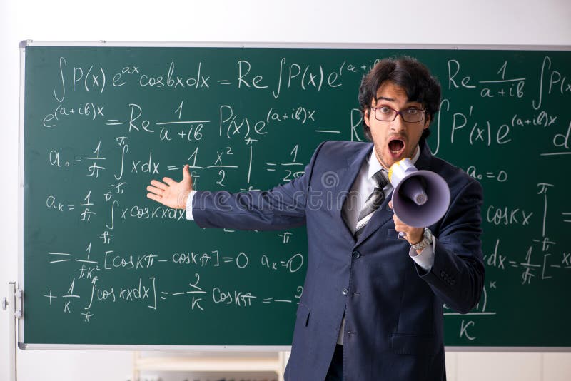 The Young Male Math Teacher in Classroom Stock Photo - Image of math ...