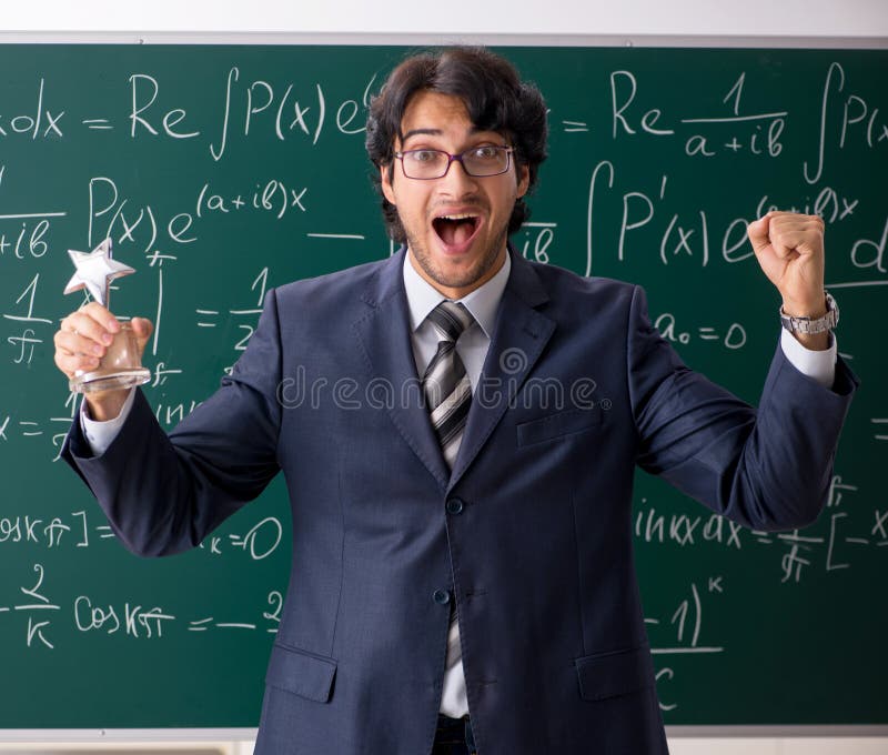Young Male Math Teacher in Classroom Stock Image - Image of school ...